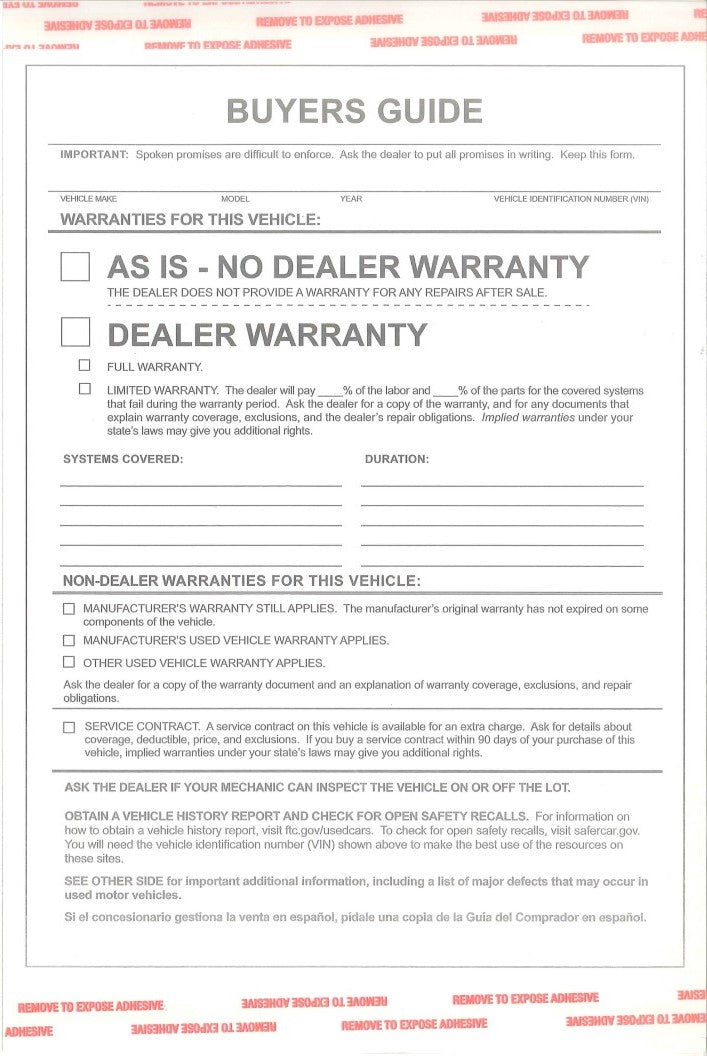 FTC Window Stickers Buyers Guide – Alabama Independent Auto Dealers ...