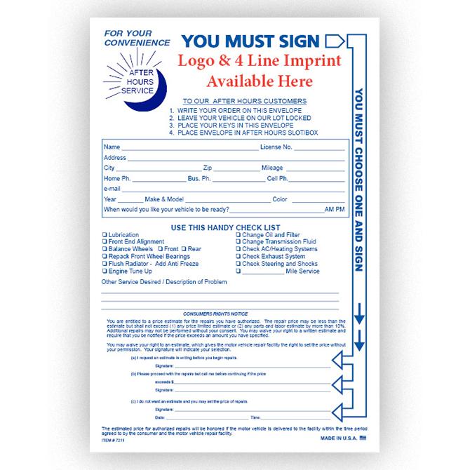Imprinted Night Drop Envelopes – Alabama Independent Auto Dealers ...