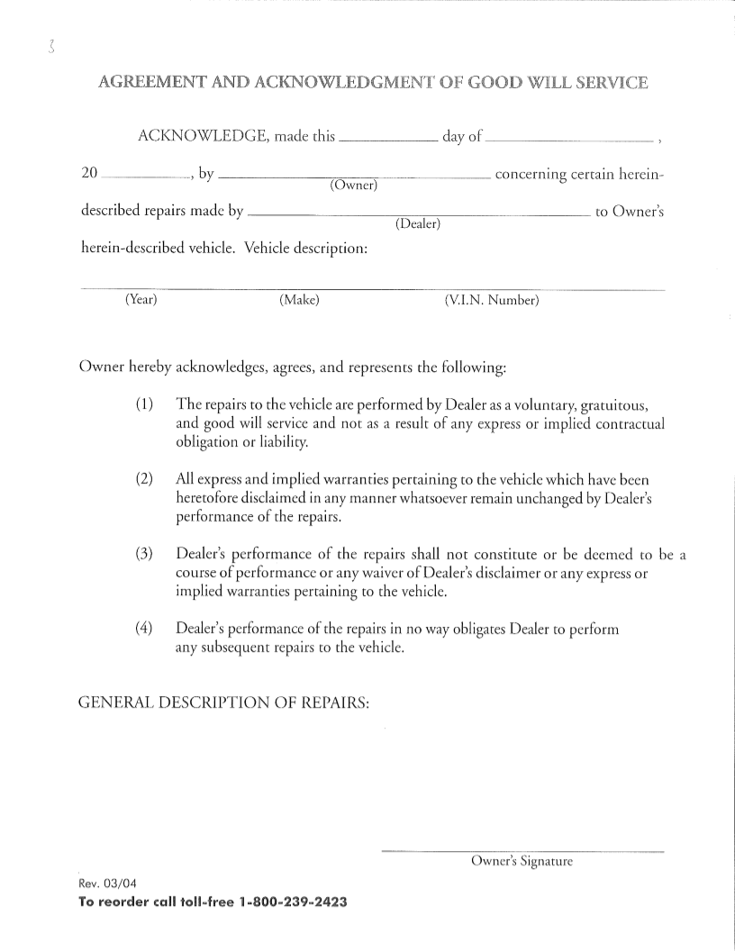 Agreement & Acknowledgement of Good Will Service – Alabama Independent ...